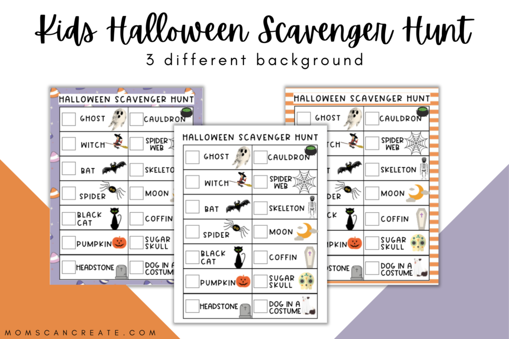 Halloween scavenger hunt for kids {Free printables} - Moms Can Create